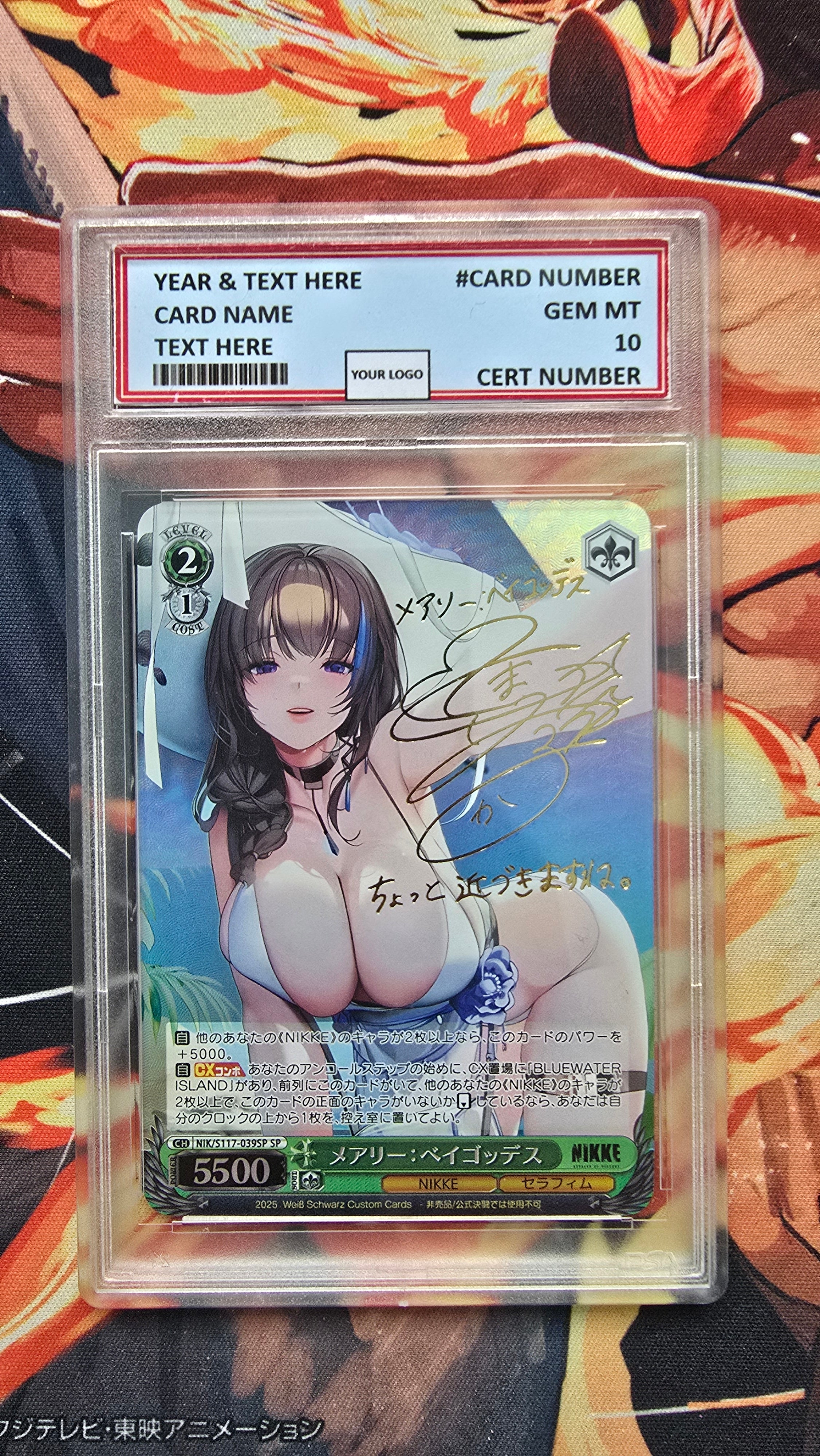 Graded PSA Style Weiss Schwarz SIGNED NIKKE NIK/S117-039SP SP Mary Bay – OP Proxies TCG