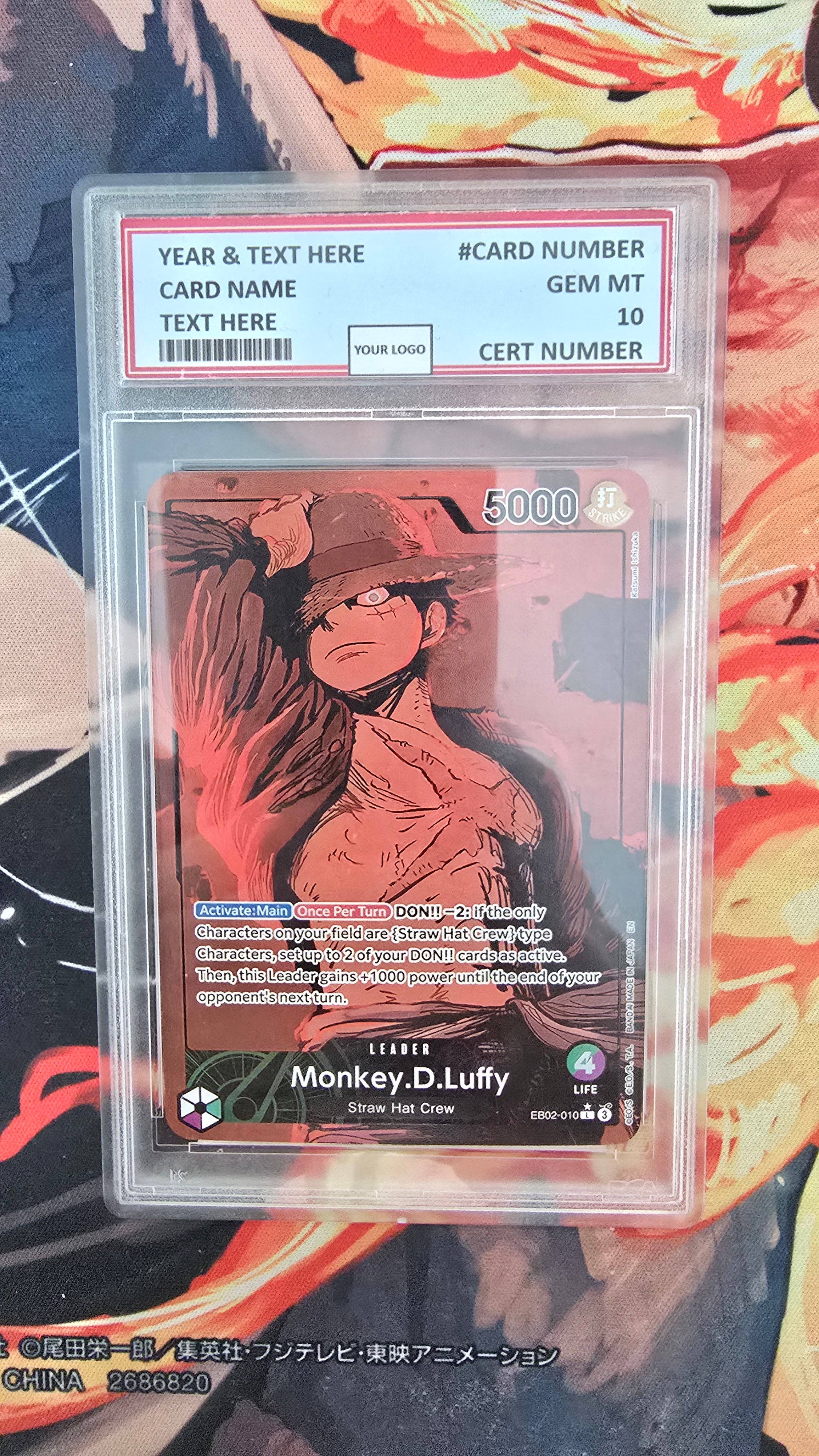 Graded PSA Style Monkey D Luffy EB02 Leader One Piece TCG Card Proxy S ...