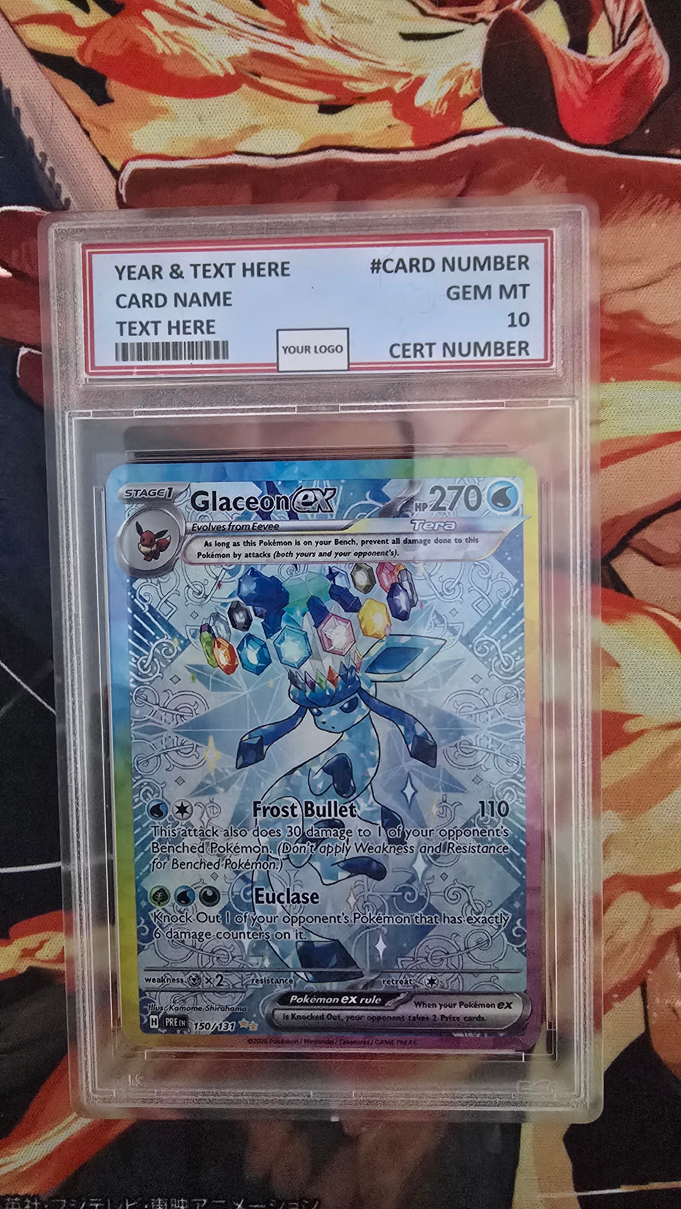 Graded PSA Style Glaceon ex Prismatic Evolutions Holo Pokemon TCG Slab ...