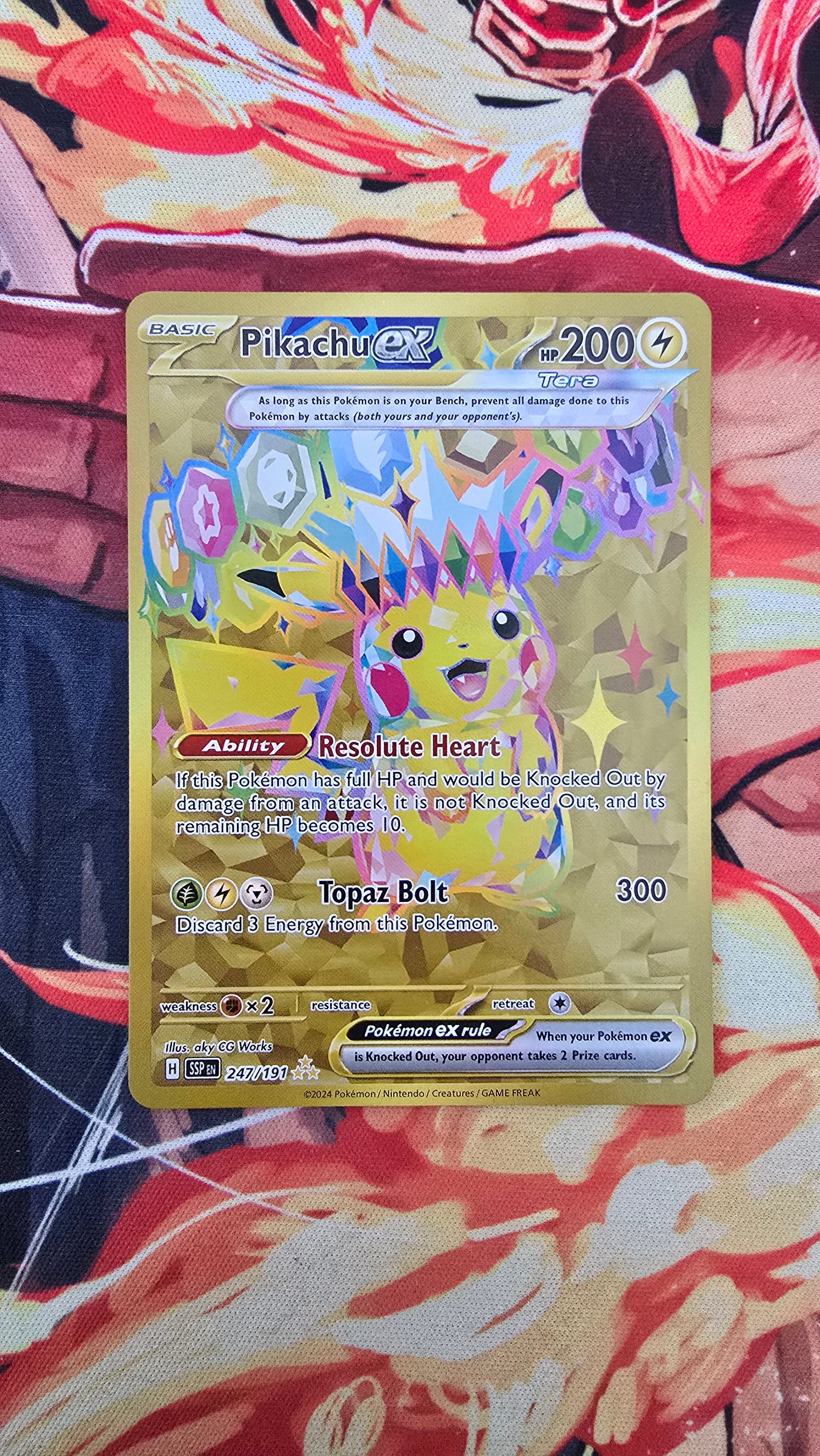 Pikachu EX 247/191 Gold Hyper Rare SV08 Surging Sparks Holo Pokemon TC ...