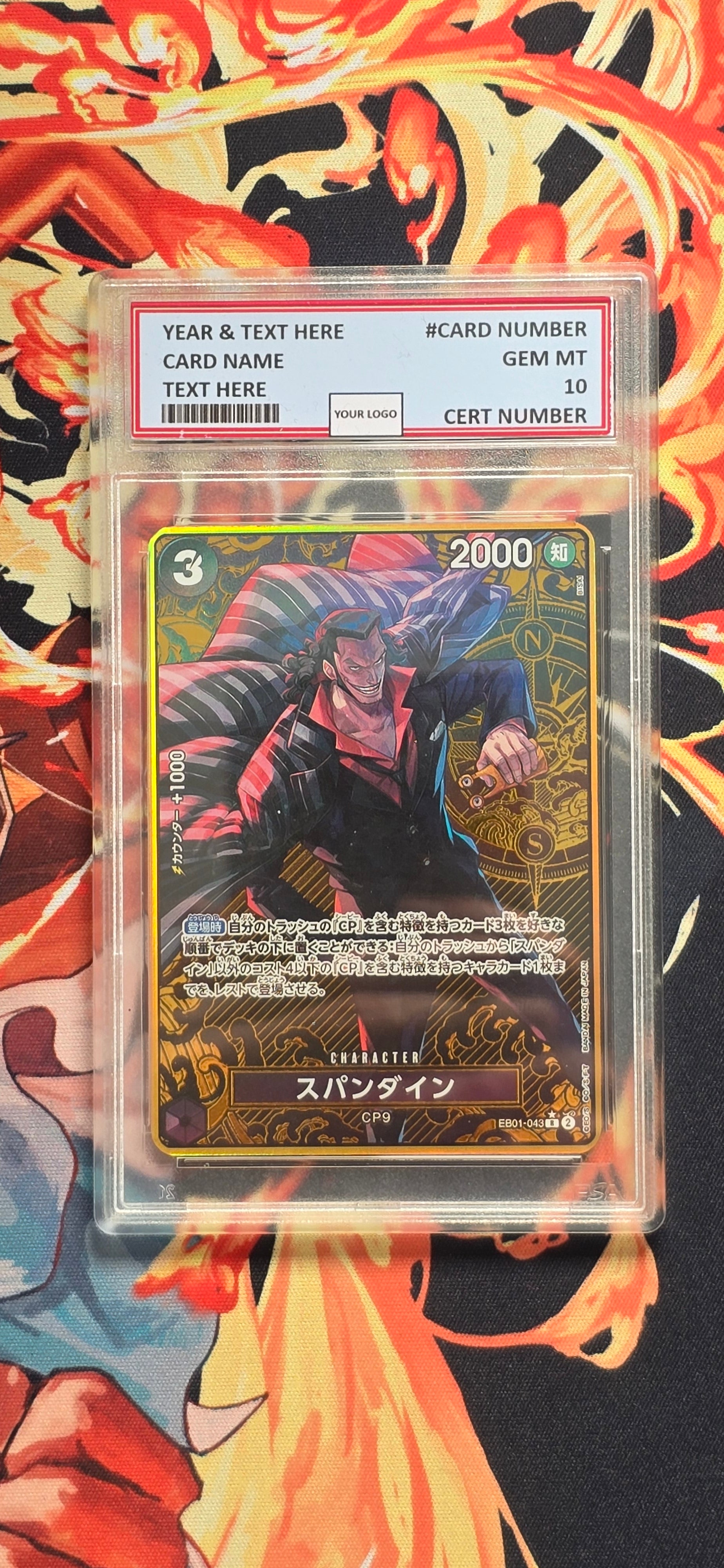 Graded PSA Style Spandine Gold AA One Piece Card Game Premium Quality ...