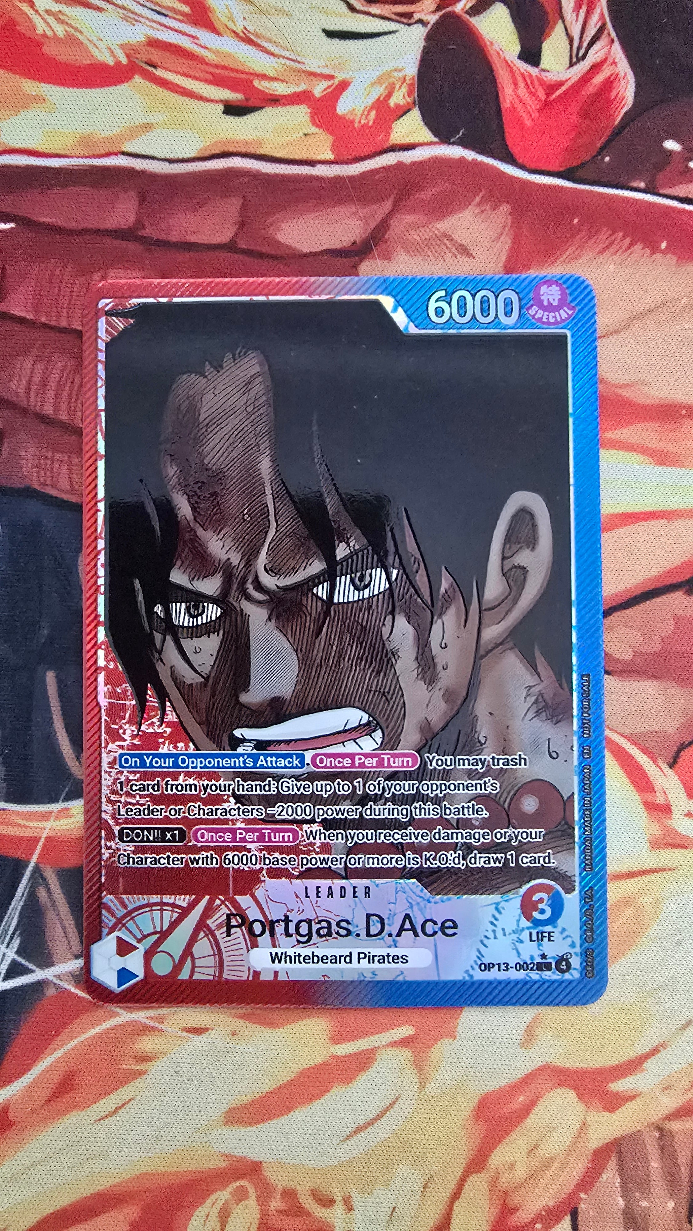 Portgas D Ace OP13 Leader Textured Holo Alt Art One Piece TCG English ...
