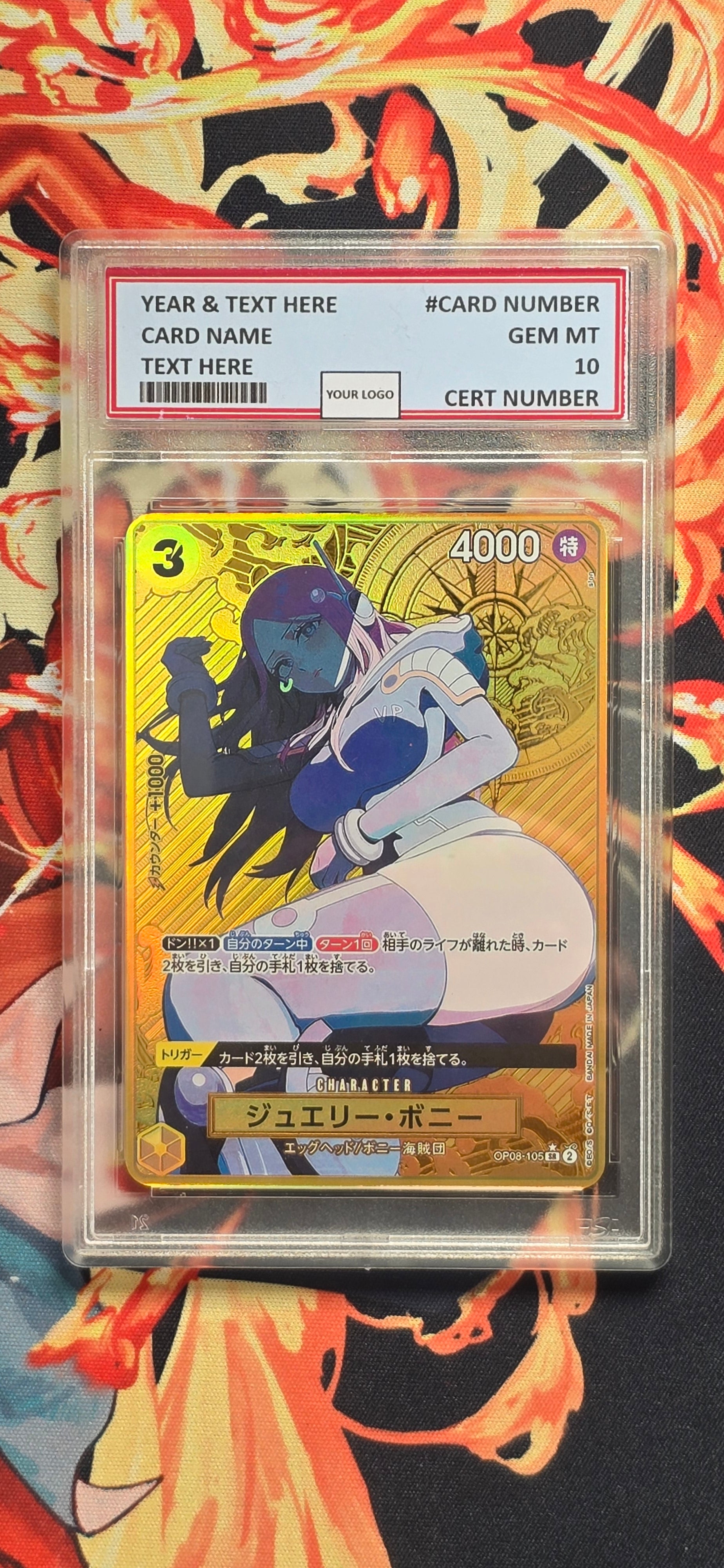 Graded PSA Style Jewerly Bonney Gold AA One Piece Card Game Premium Qu ...